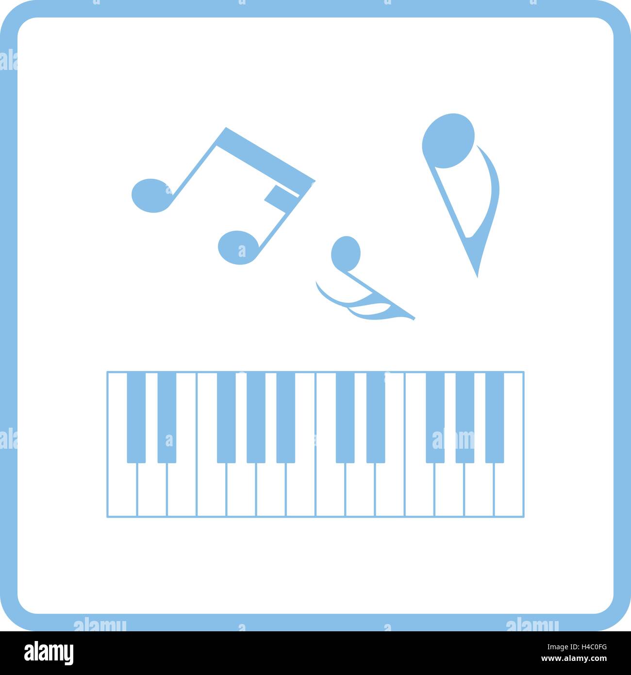 Piano keyboard icon. Blue frame design. Vector illustration Stock ...