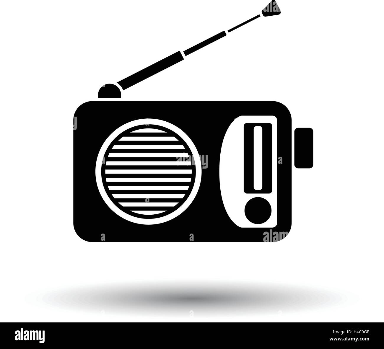 Radio icon. White background with shadow design. Vector illustration ...