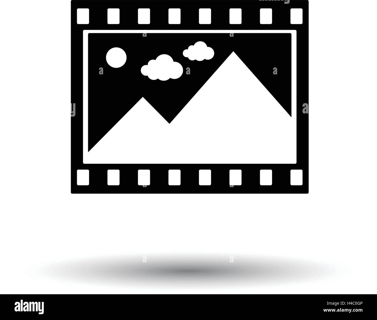 Film frame icon. White background with shadow design. Vector ...