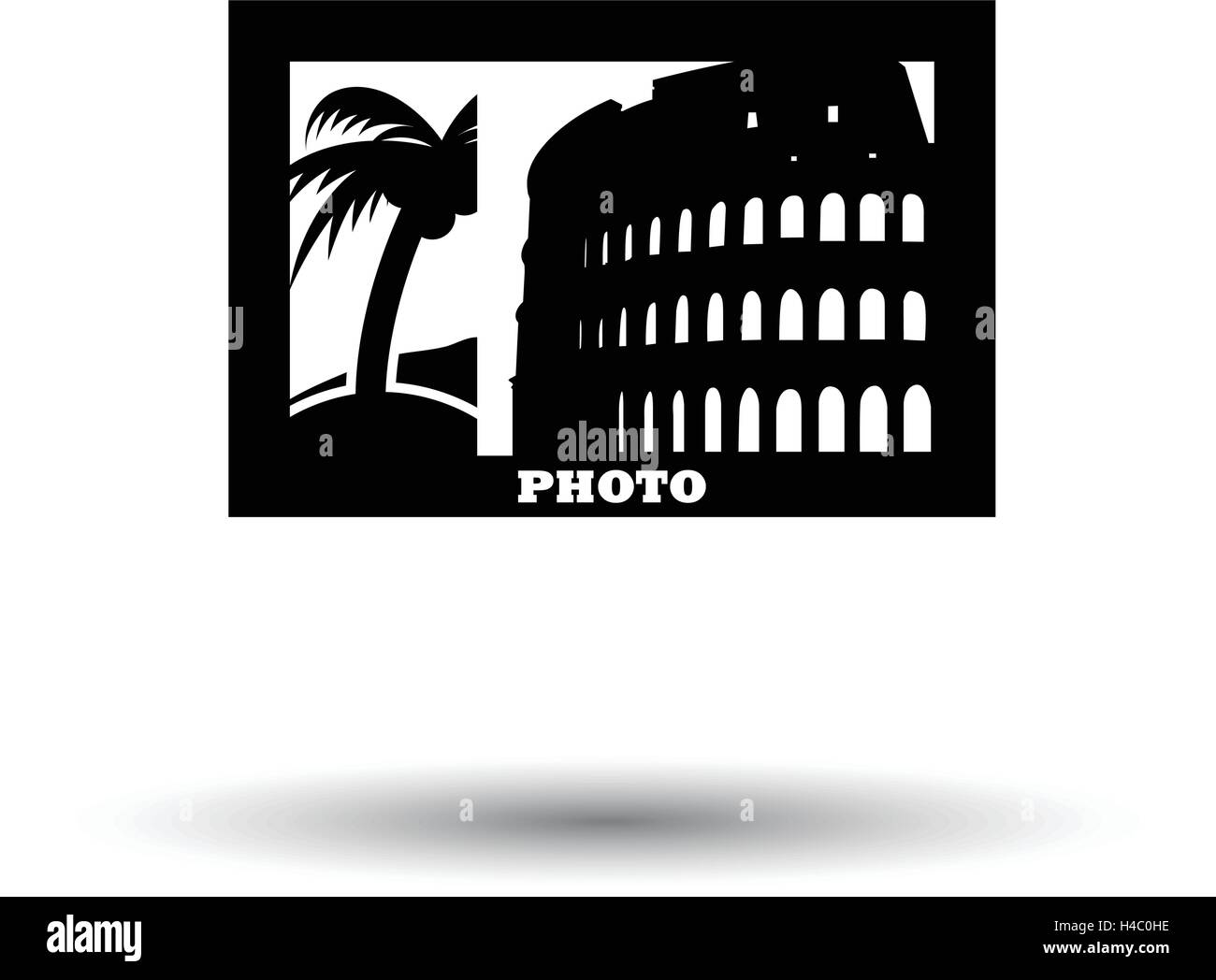 Digital photo frame icon. White background with shadow design. Vector ...