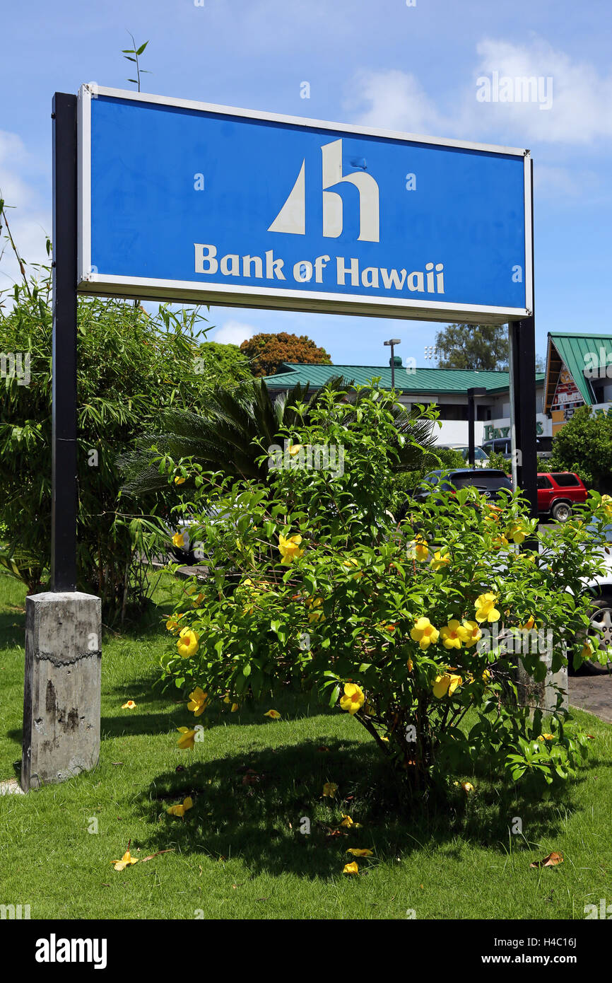 Bank of Hawaii sign in Koror, Koror Island, Republic of Palau ...