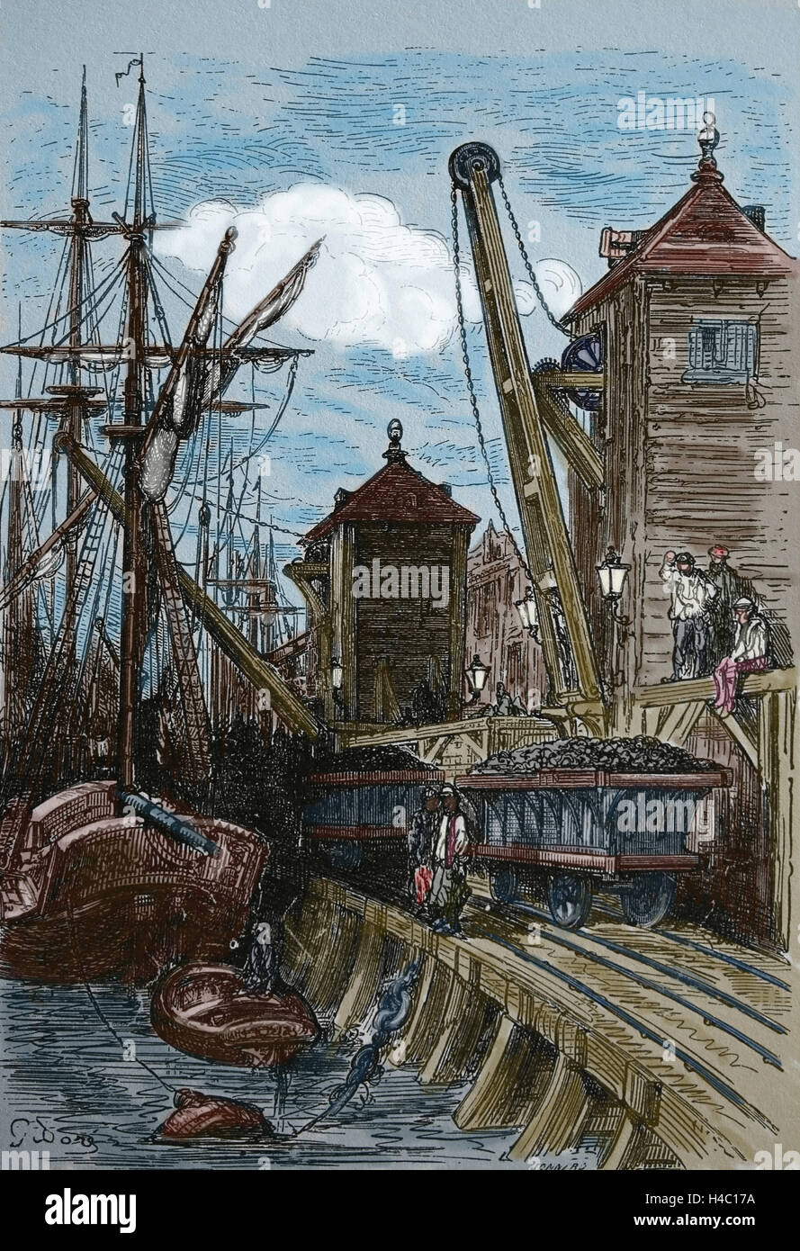 London. Inside the Docks. Poplar Dock. Was converted into a railway ...