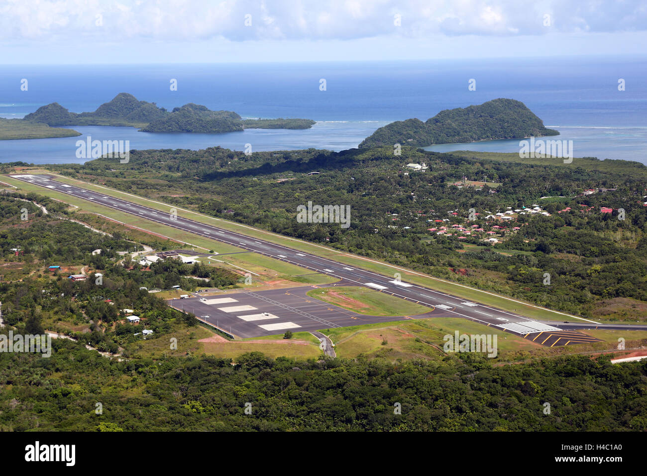Aerial view of Koror Airport, Koror Island, Republic of Palau ...