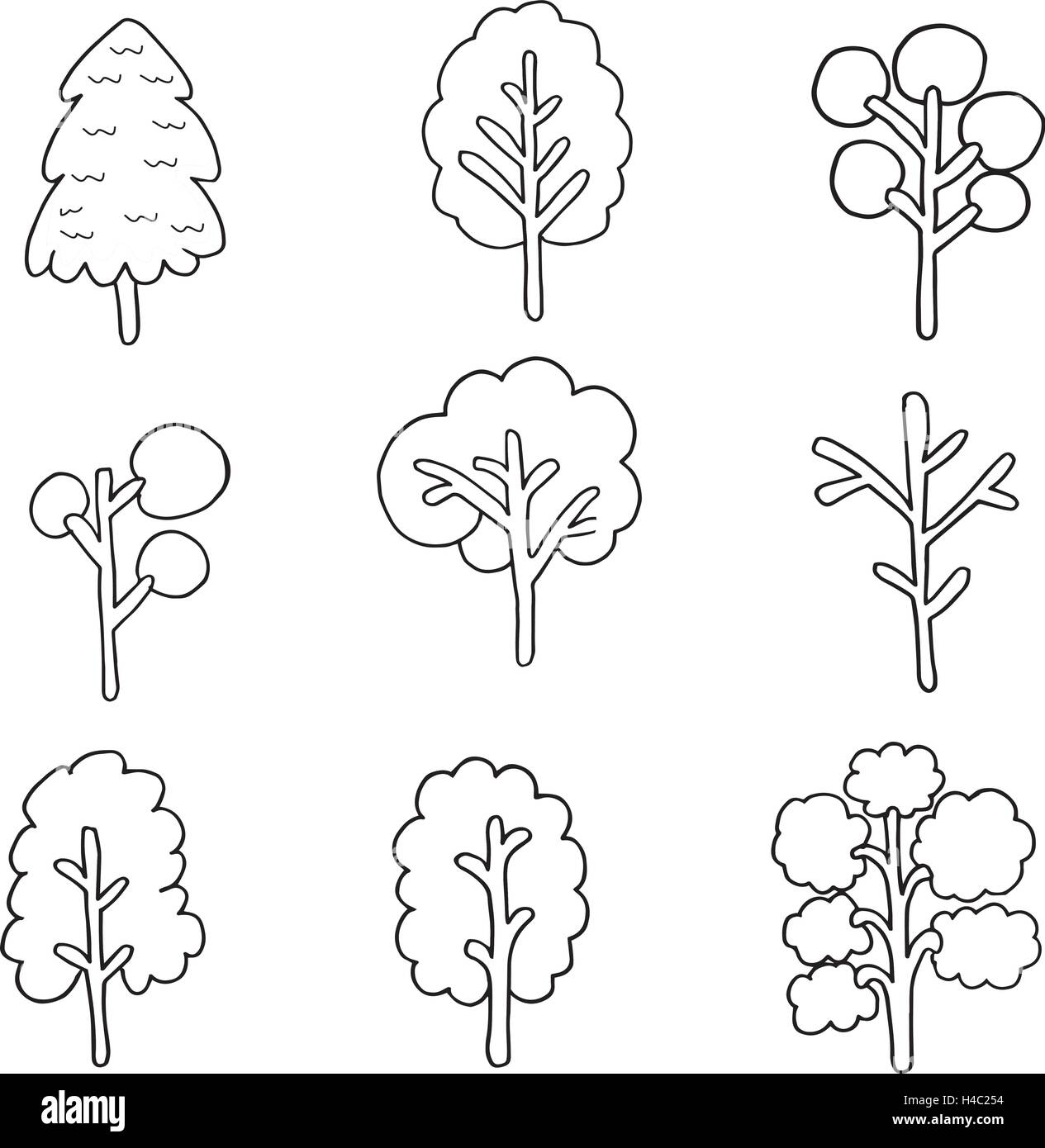 Collection of tree hand draw Stock Vector Image & Art - Alamy