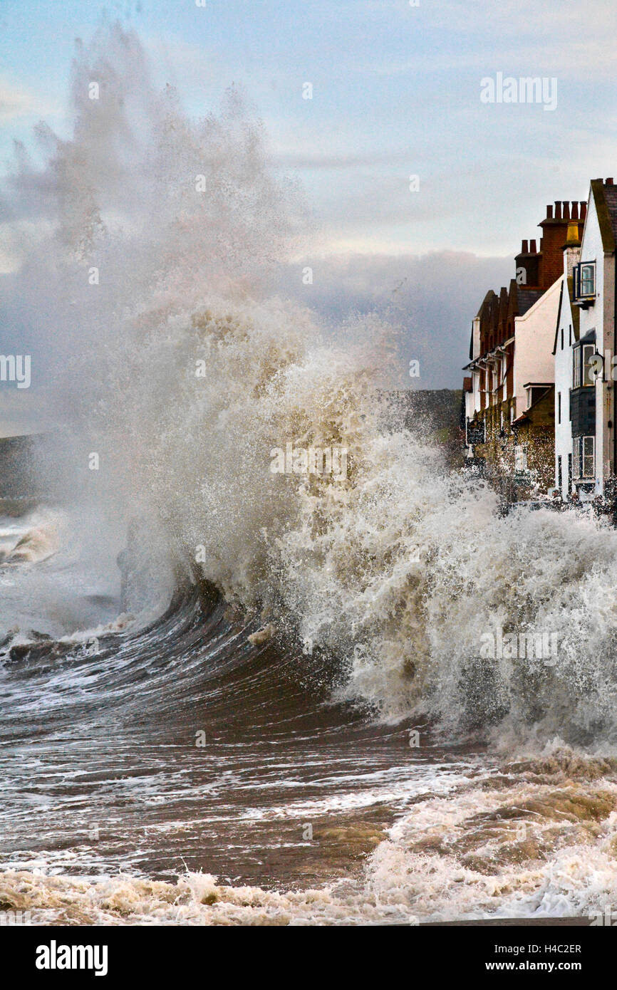 Property damage & danger at the sea wall. Giant rogue waves with sea ...