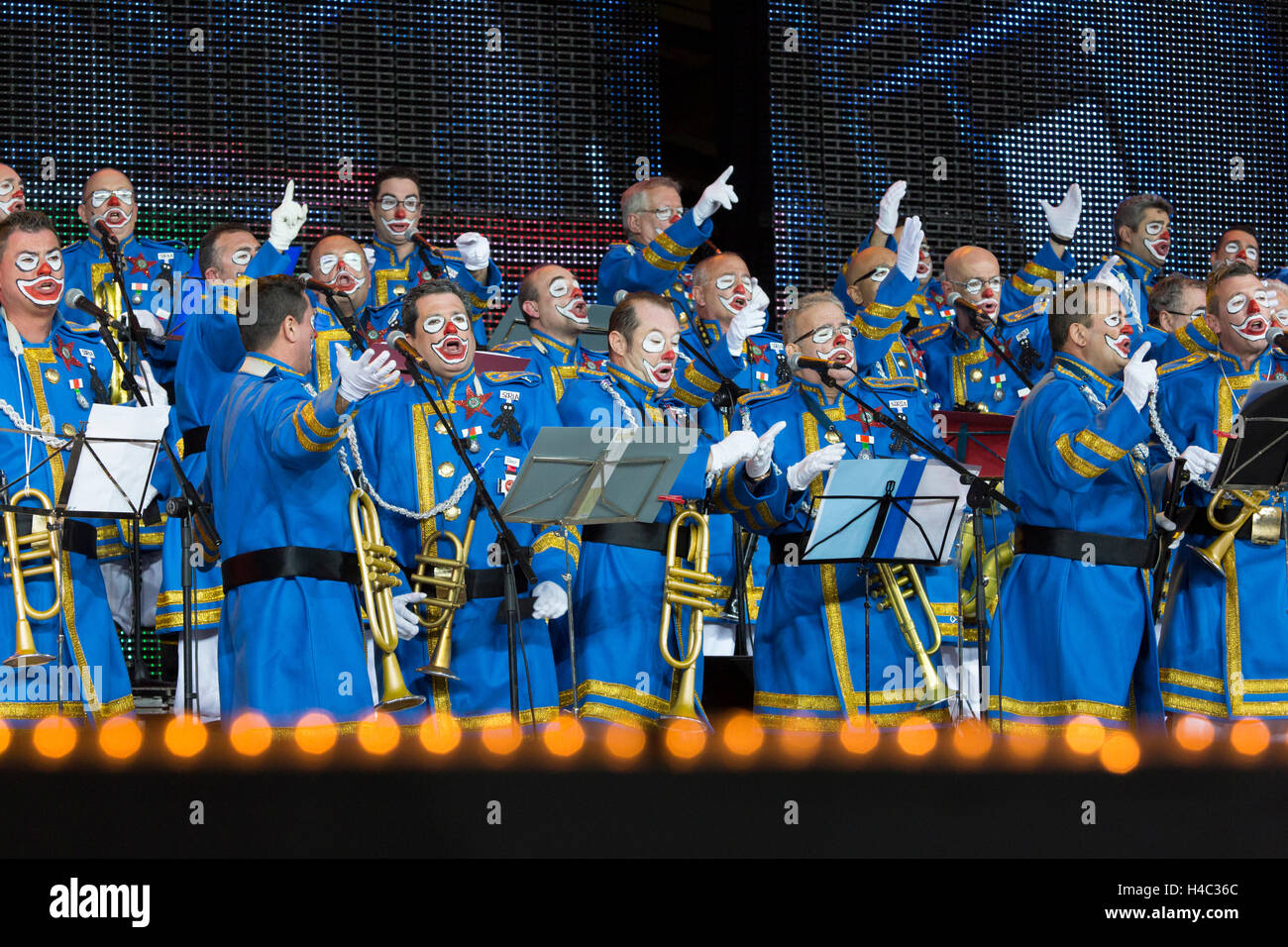Masked singers during an evening event of the Carnaval de Santa Cruz de ...