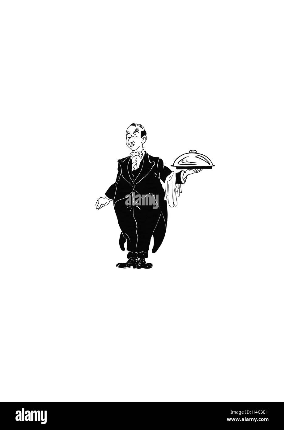 Fat waiter with cloche and serving cloth Stock Photo - Alamy