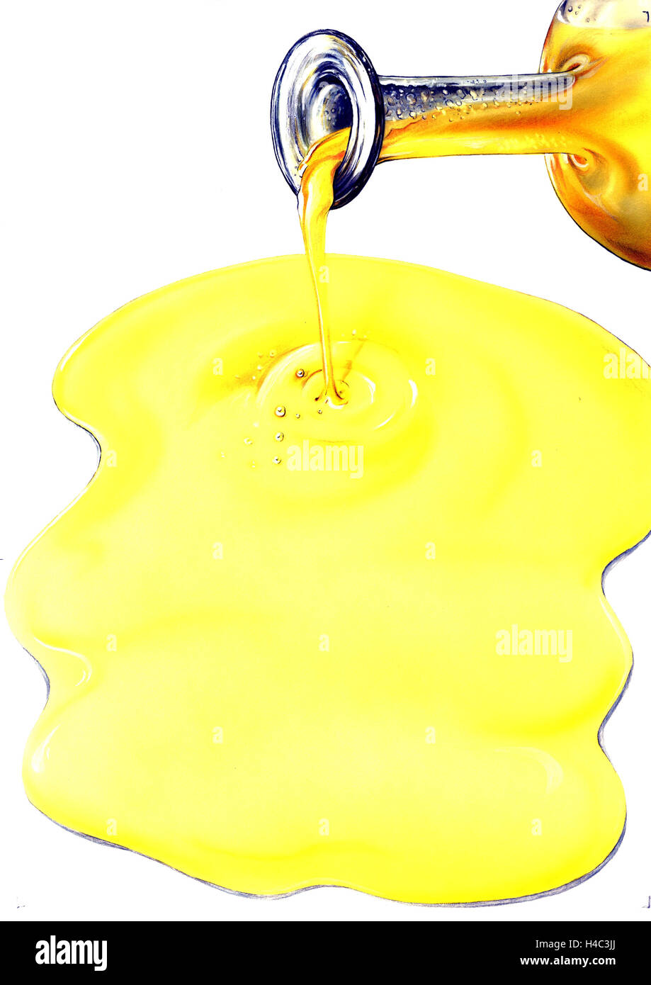 Bottle of oil with an oil spill Stock Photo - Alamy