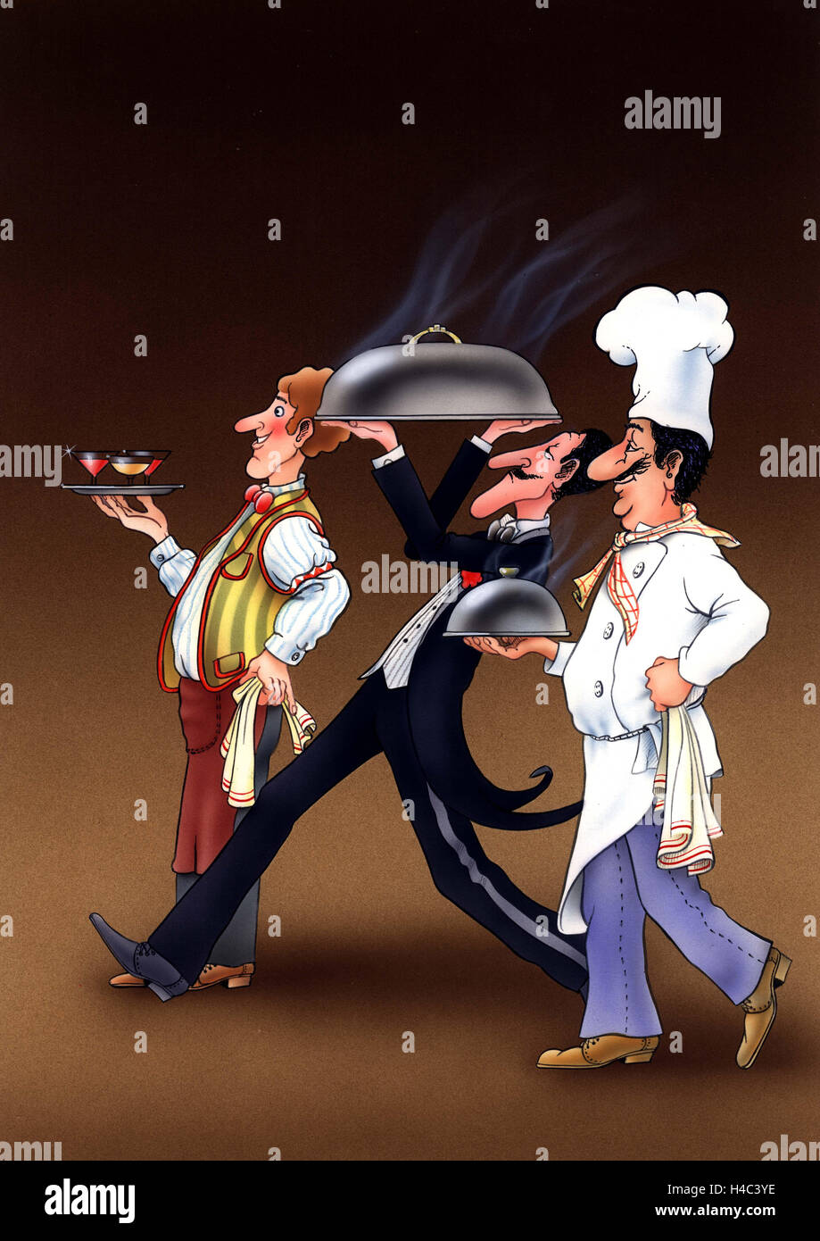 Cook, waiter and sommelier Stock Photo - Alamy
