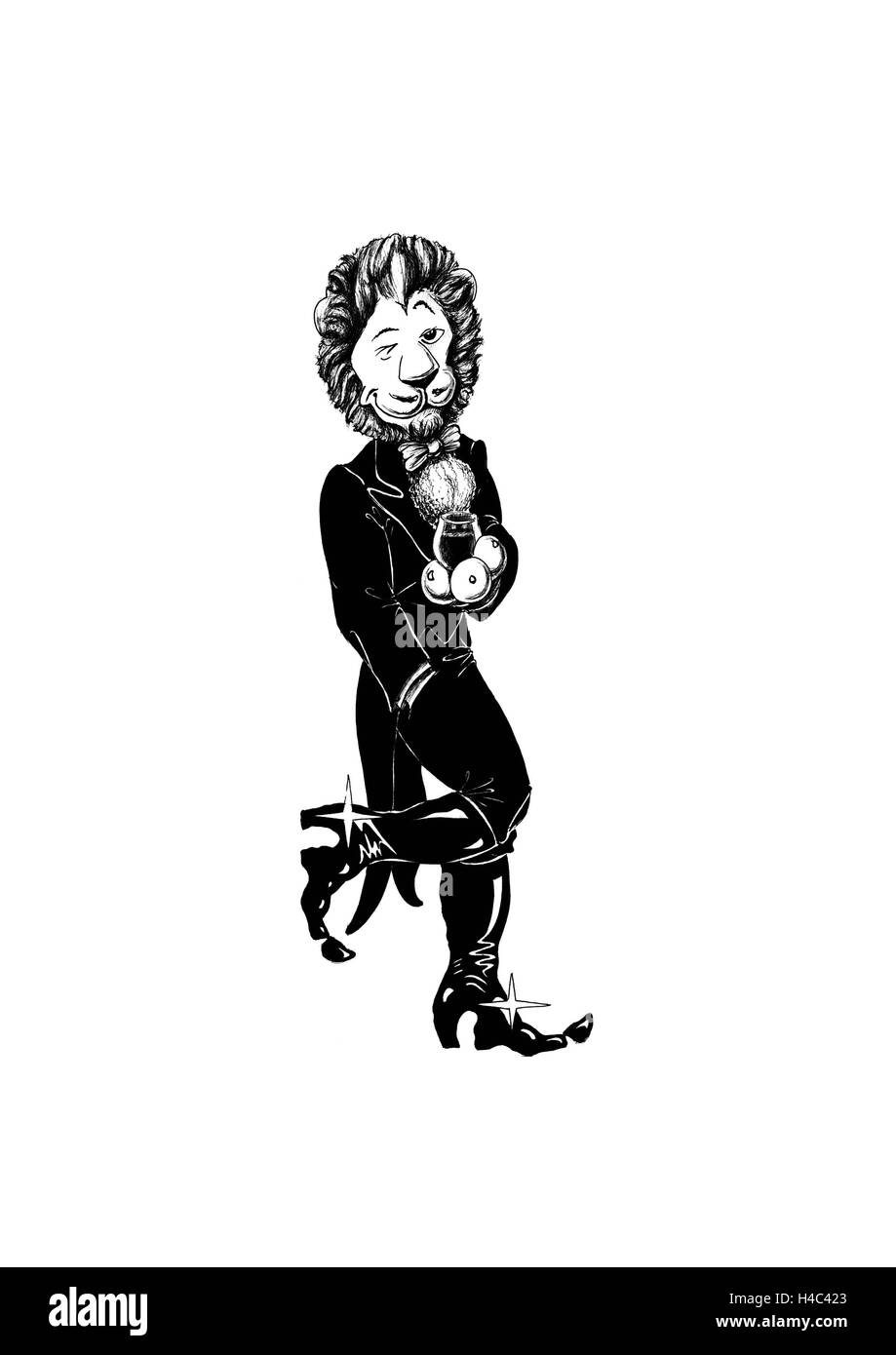 Lion in tailcoat with cowboy boots Stock Photo - Alamy