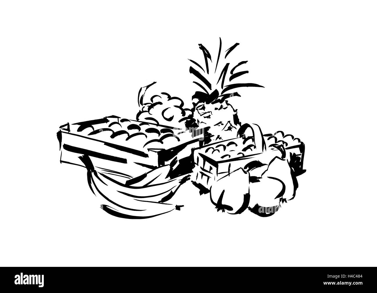 Vegetables boxes Black and White Stock Photos & Images - Alamy