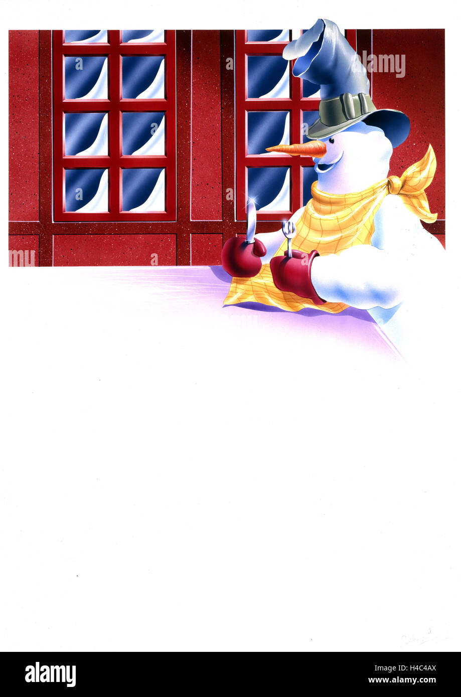 Snowman eating in the snow Stock Photo - Alamy