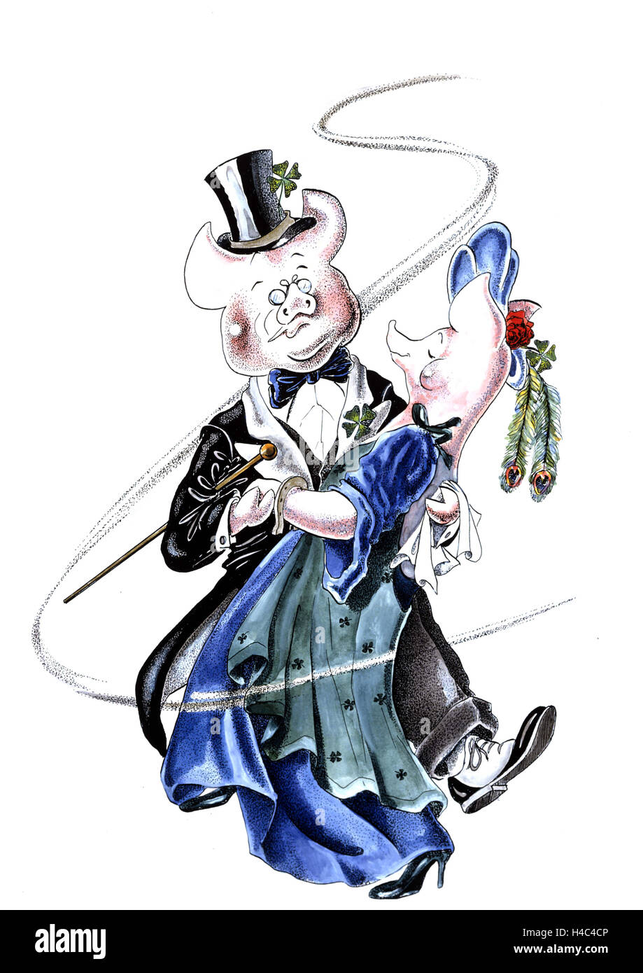 New Year's Eve, piglet couple dancing Stock Photo - Alamy