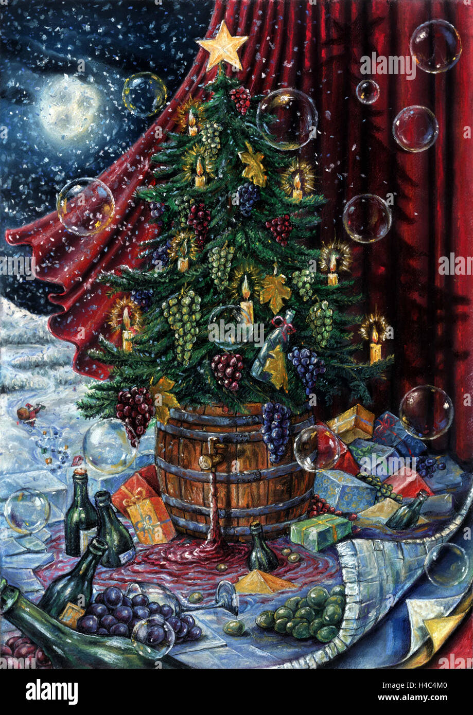 Christmas tree with grapes Stock Photo - Alamy