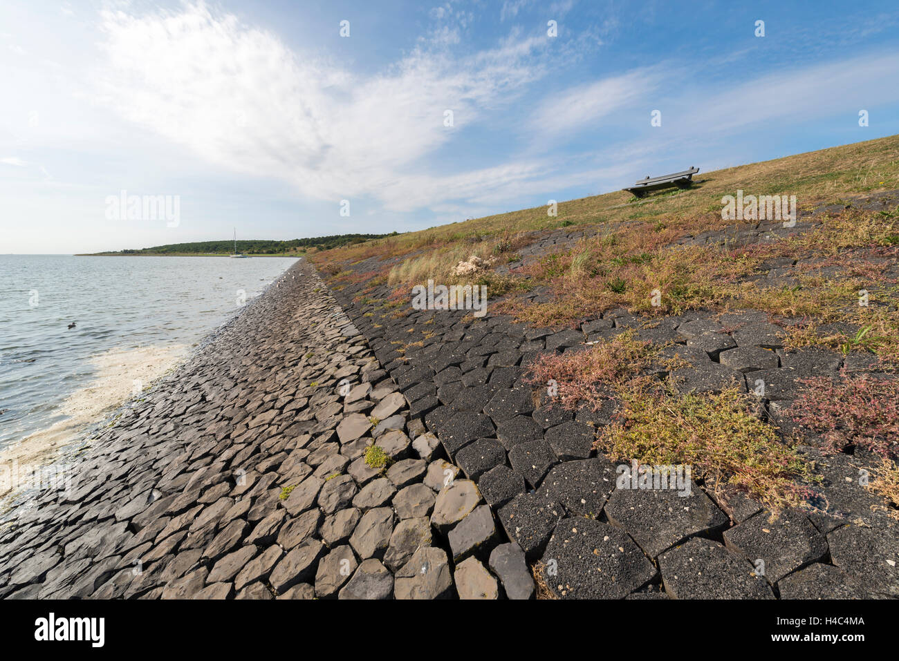 Dike on the island of Vlieland near the village Oost-Vlieland in the ...