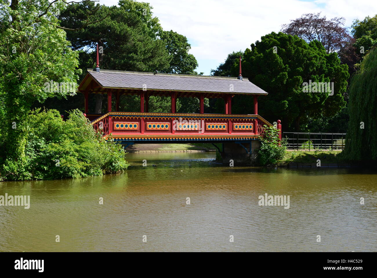 UK, Merseyside, Wirral, Birkenhead, Birkenhead Park, Swiss Bridge Stock ...