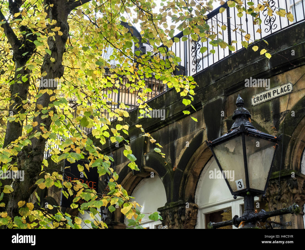 Autumn Trees in Crown Place Harrogate Yorkshire England Stock Photo - Alamy