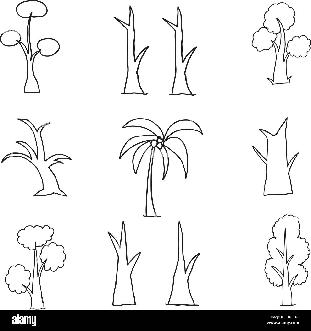 Collection of tree set hand draw Stock Vector Image & Art - Alamy