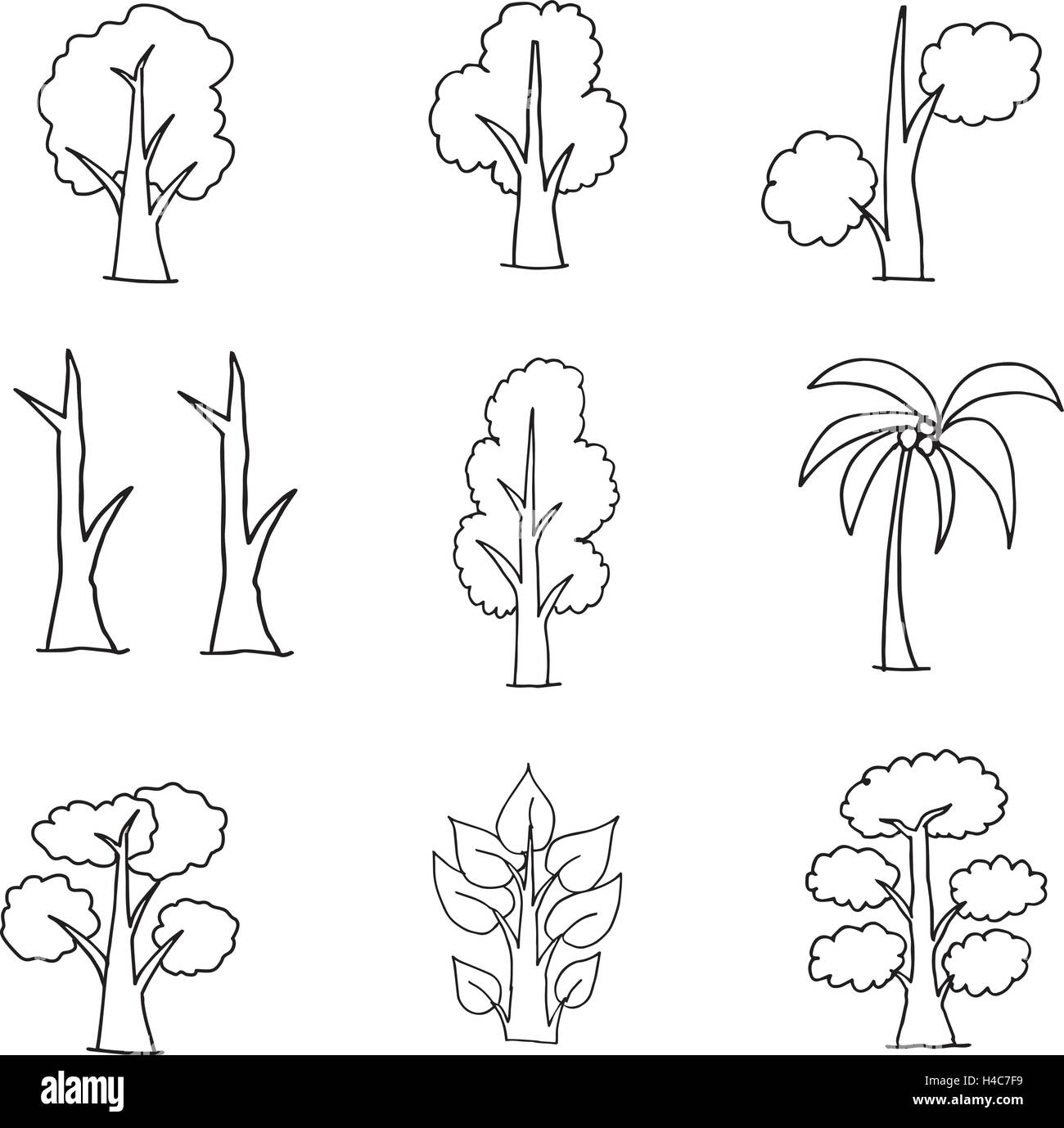 Doodle of tree unique hand draw Stock Vector Image & Art - Alamy