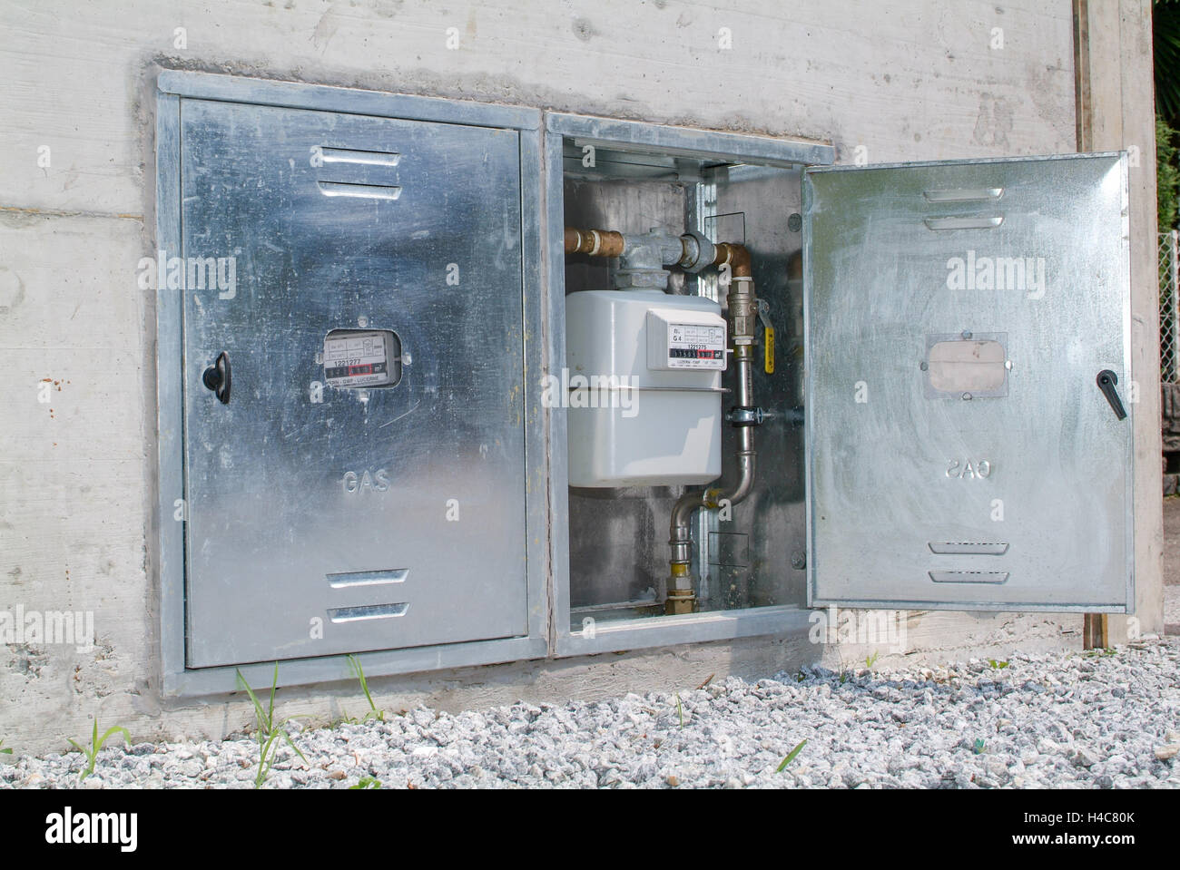 Natural gas meter, cabinet with gauge, counter for distribution ...