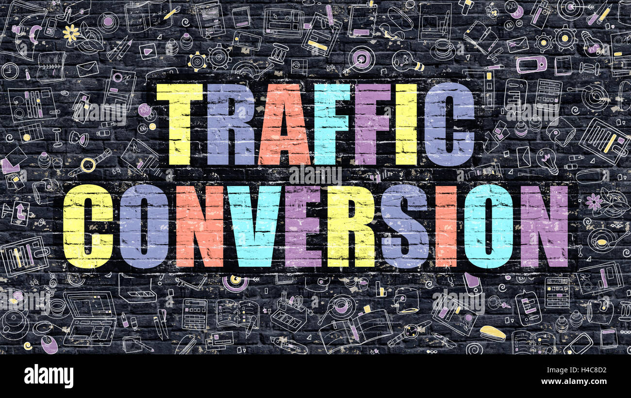 Traffic Conversion Concept with Doodle Design Icons Stock Photo - Alamy