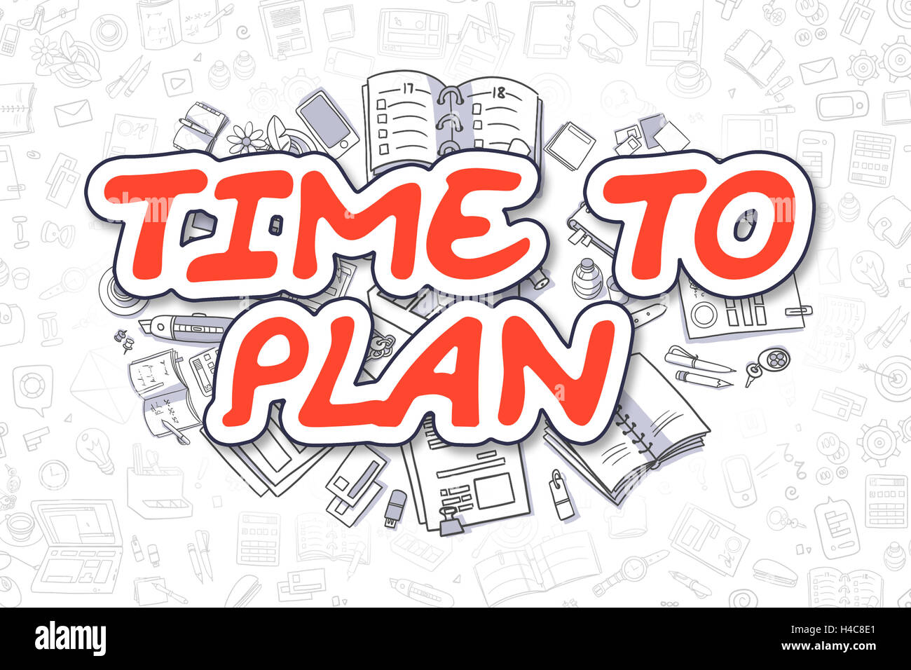 Time To Plan - Cartoon Red Word. Business Concept Stock Photo - Alamy