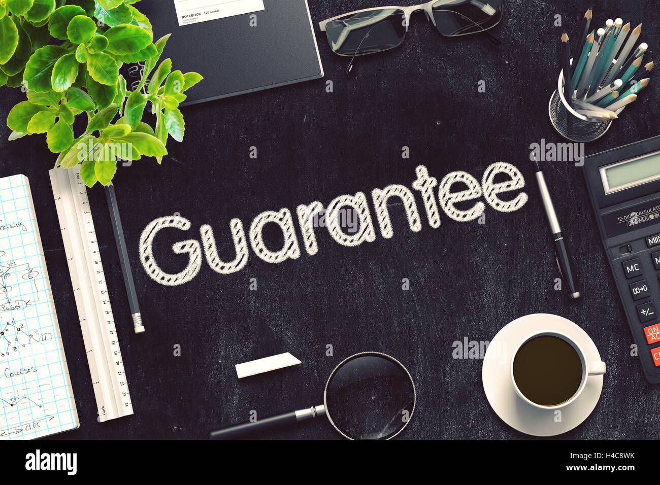 Guarantee Handwritten on Black Chalkboard. 3D Rendering Stock Photo - Alamy