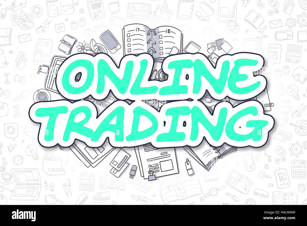 Online Trading - Doodle Green Word. Business Concept Stock Photo - Alamy