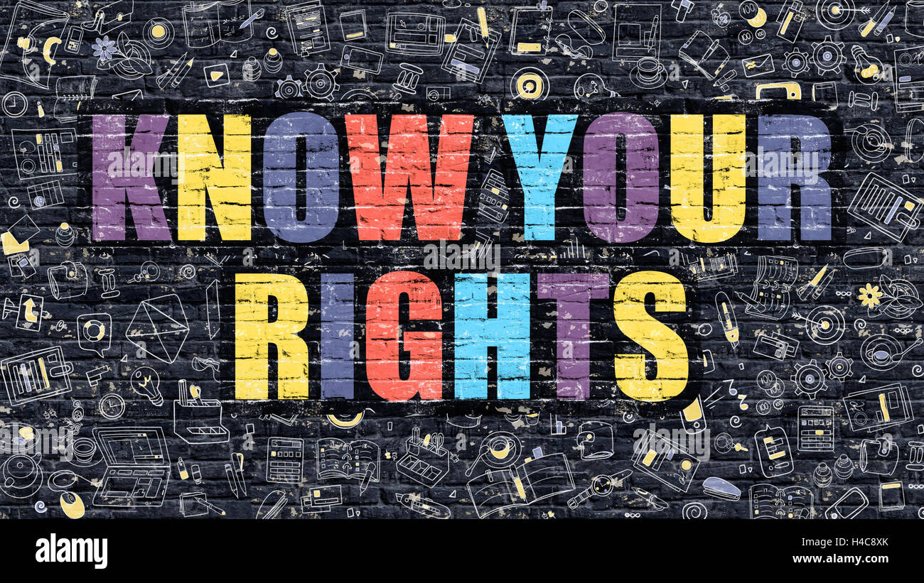 Know Your Rights on Dark Brick Wall Stock Photo - Alamy