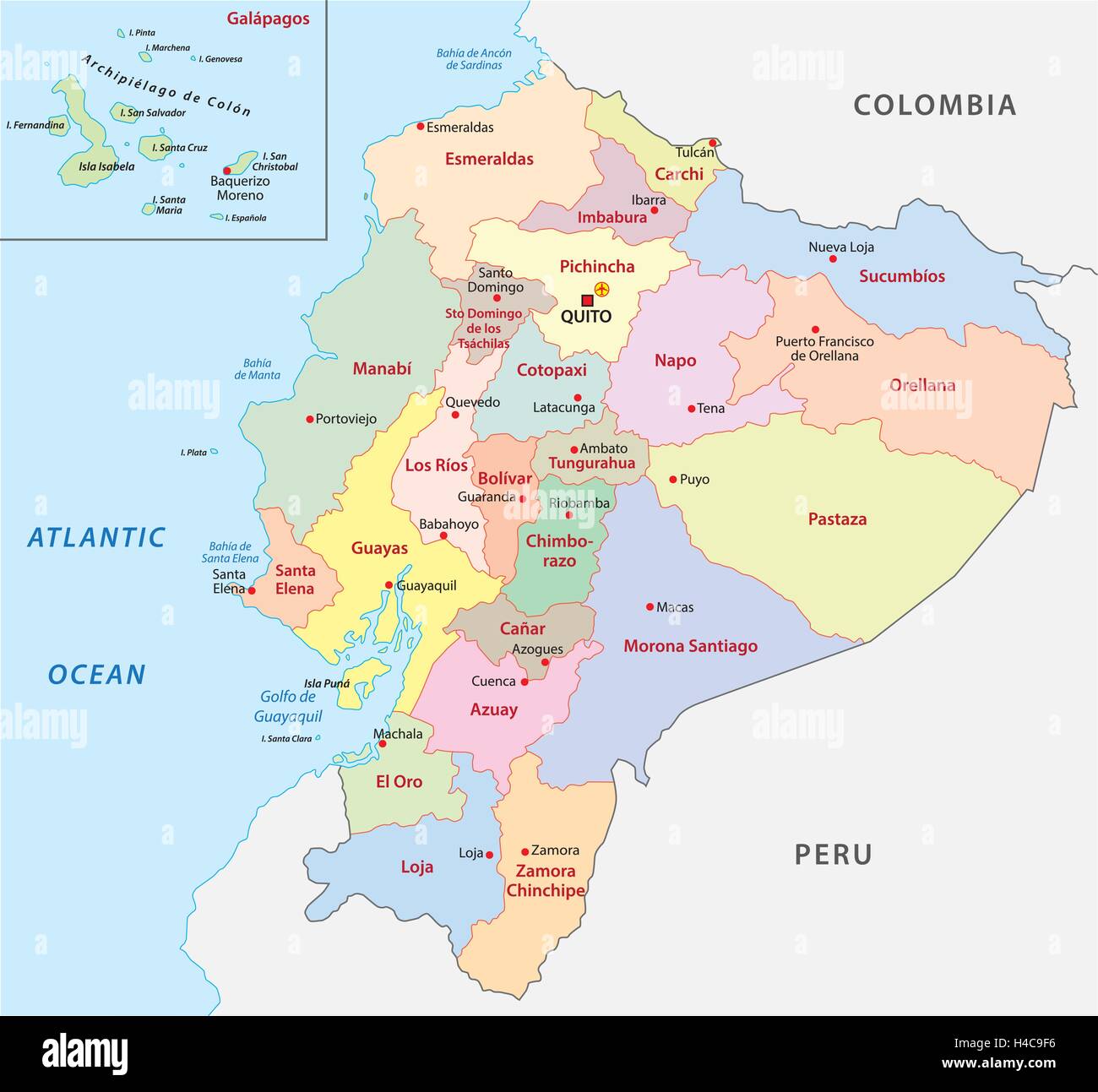 Political map ecuador galapagos hi-res stock photography and images - Alamy