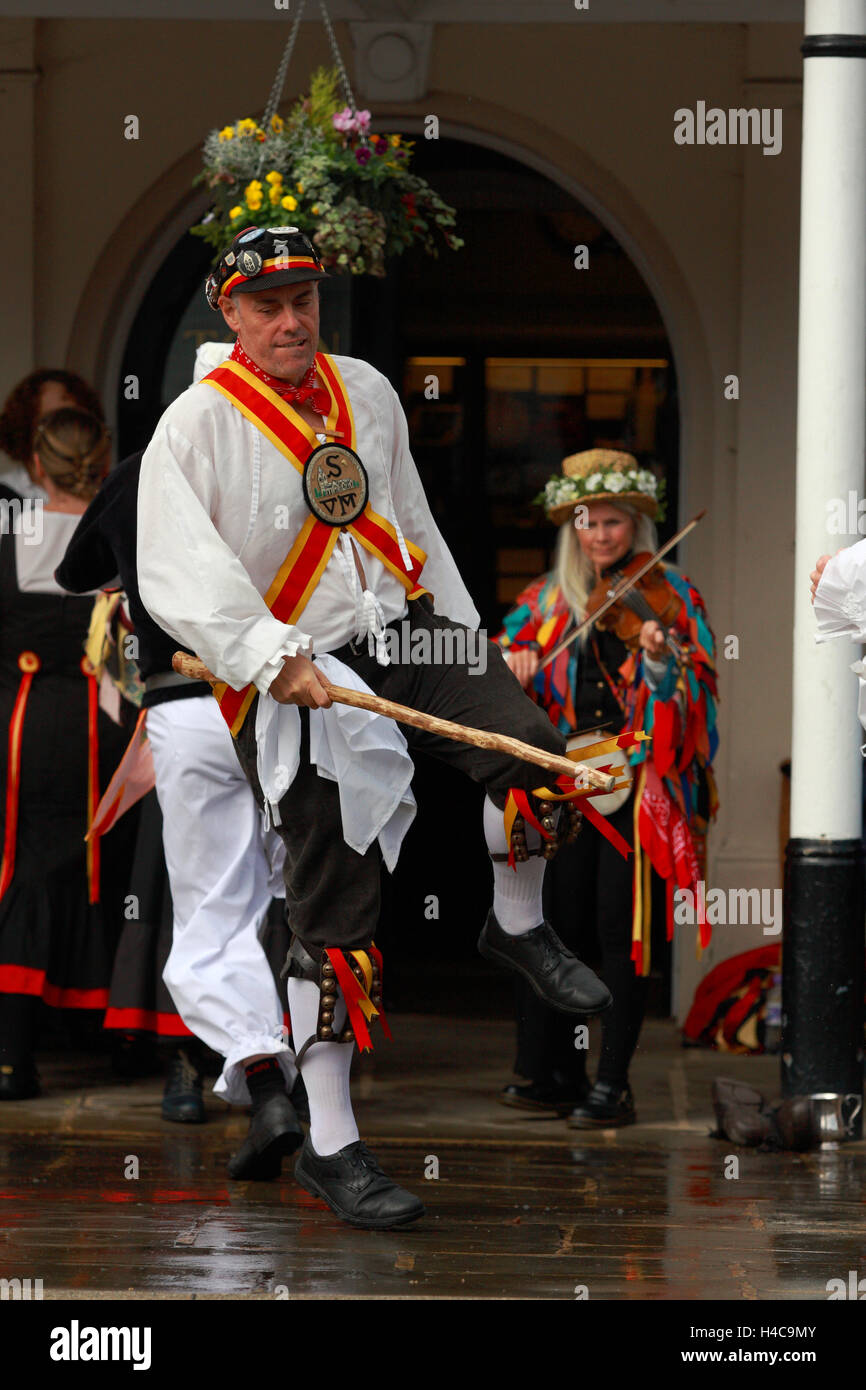 Folk dancers dancing during an annual folk festival in Tenterden, Kent ...