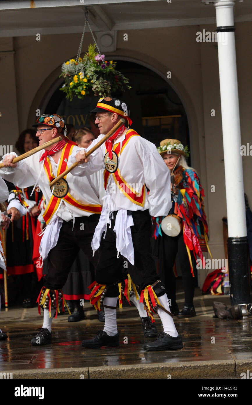 Folk dancers dancing during an annual folk festival in Tenterden, Kent ...