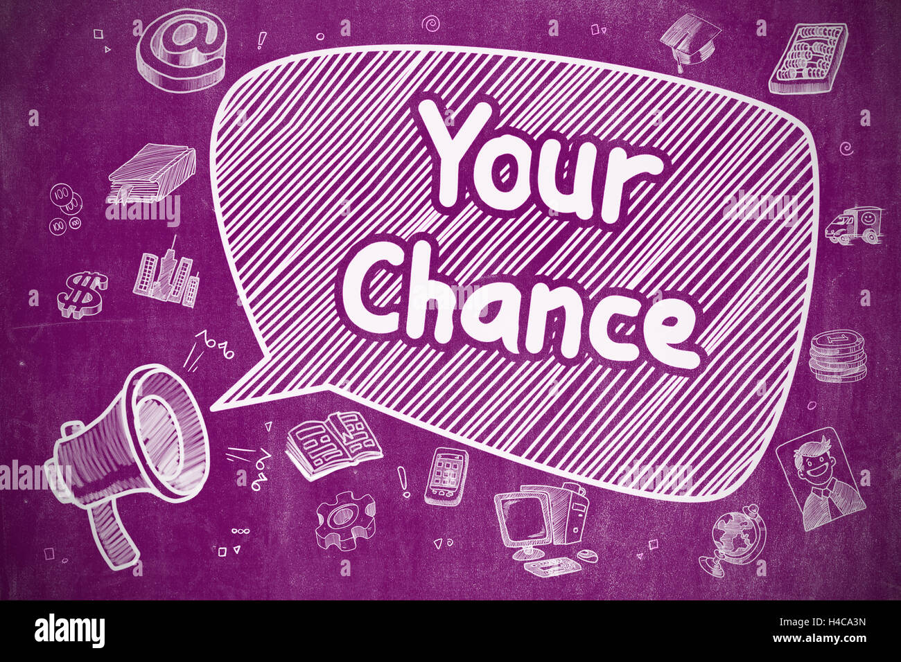 Your Chance - Hand Drawn Illustration on Purple Chalkboard Stock Photo ...