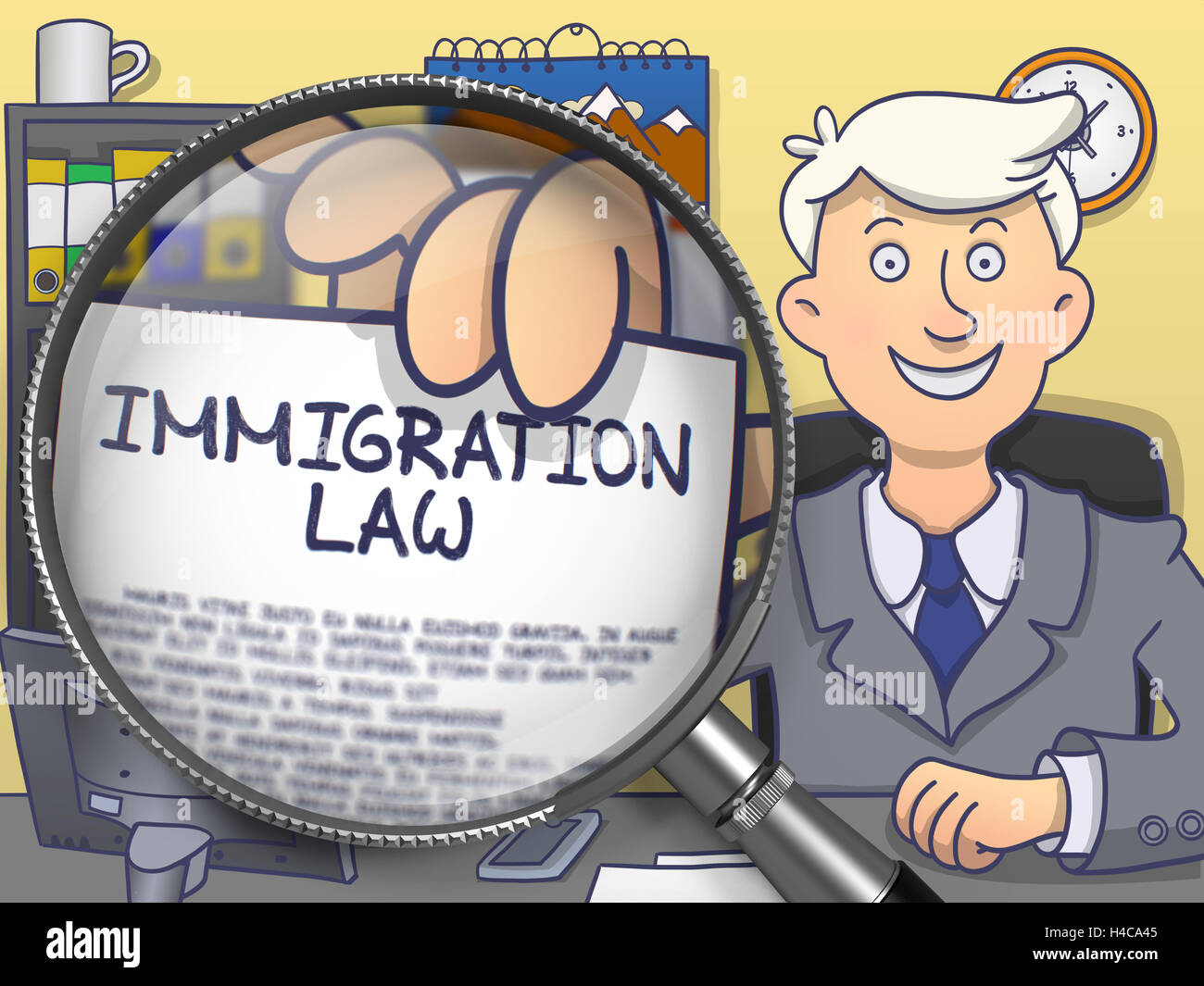 Immigration Law through Magnifying Glass. Doodle Design Stock Photo - Alamy
