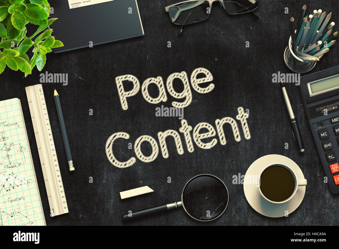 Black Chalkboard with Page Content. 3D Rendering Stock Photo - Alamy