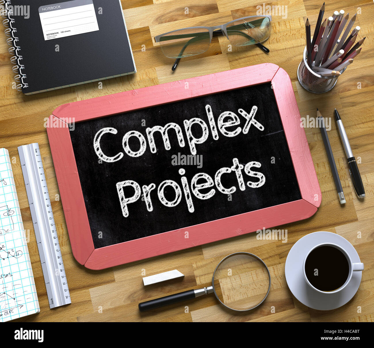 Complex Projects - Text on Small Chalkboard. 3D Stock Photo - Alamy
