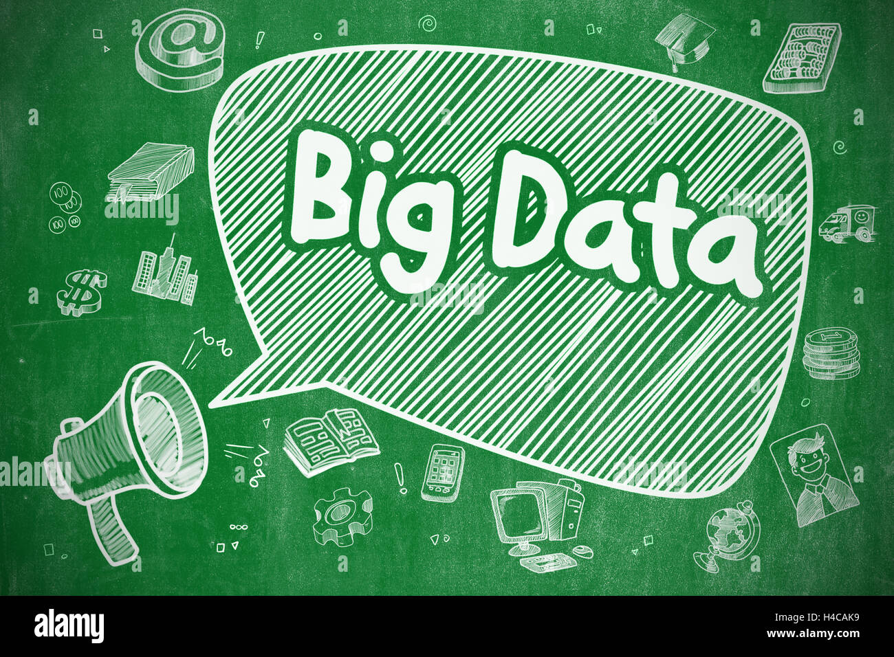 Big Data - Cartoon Illustration on Green Chalkboard Stock Photo - Alamy