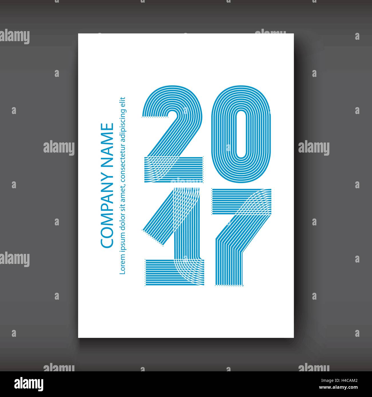 Cover Annual Report numbers 2017, modern design blue on white ...