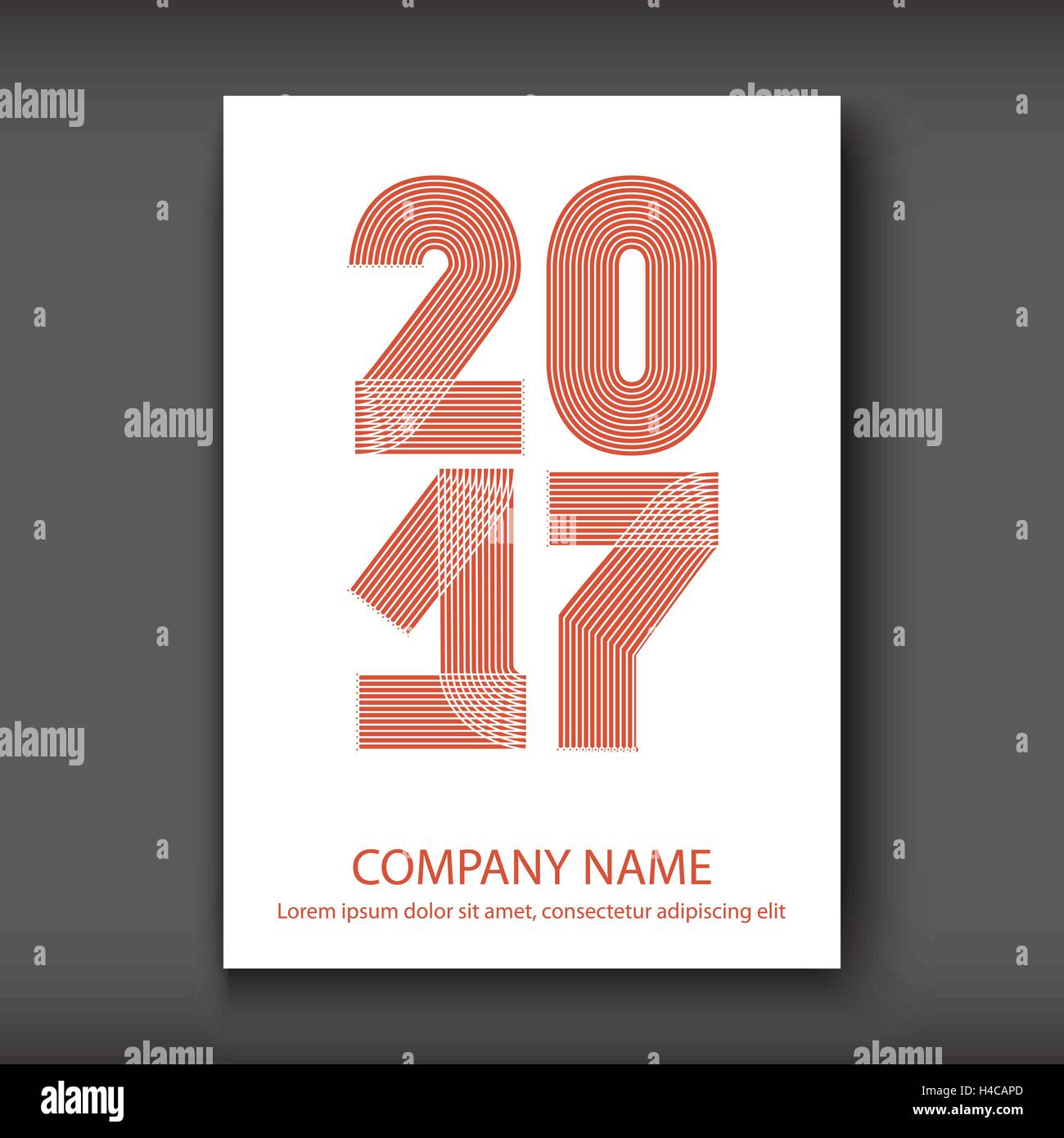 Cover Annual Report numbers 2017, modern design red on white background ...