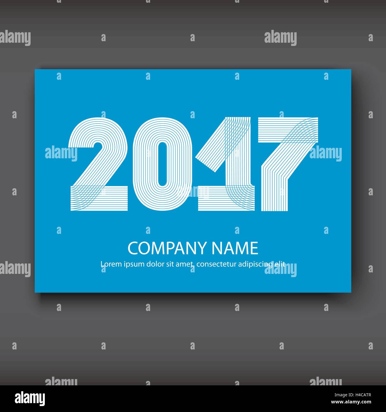 Cover Annual Report numbers 2017, modern design white on blue ...