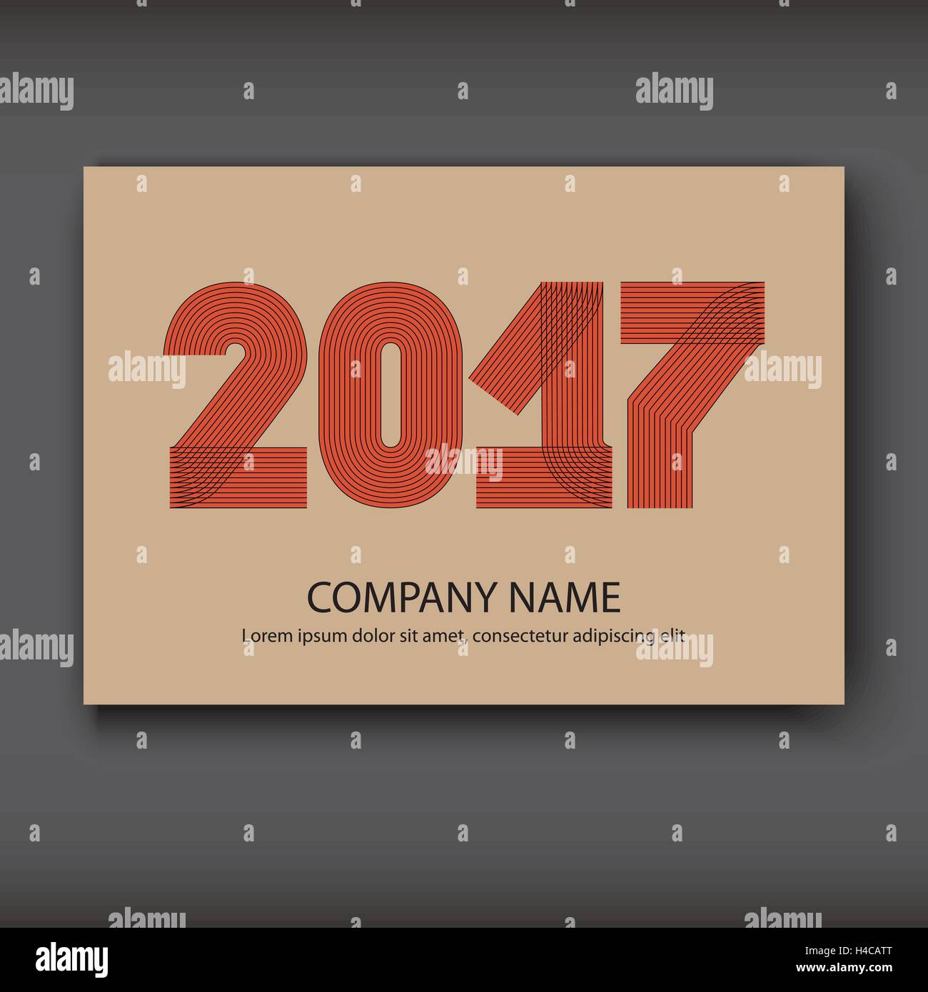 Cover Annual Report numbers 2017, modern design red on craft paper ...