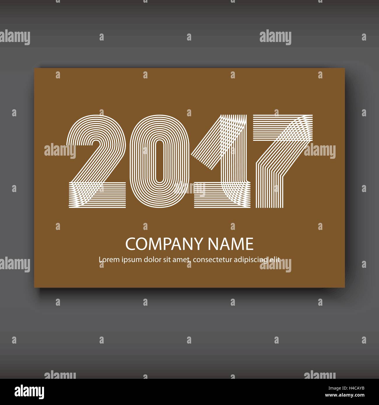 Cover Annual Report numbers 2017, modern design white on craft paper ...