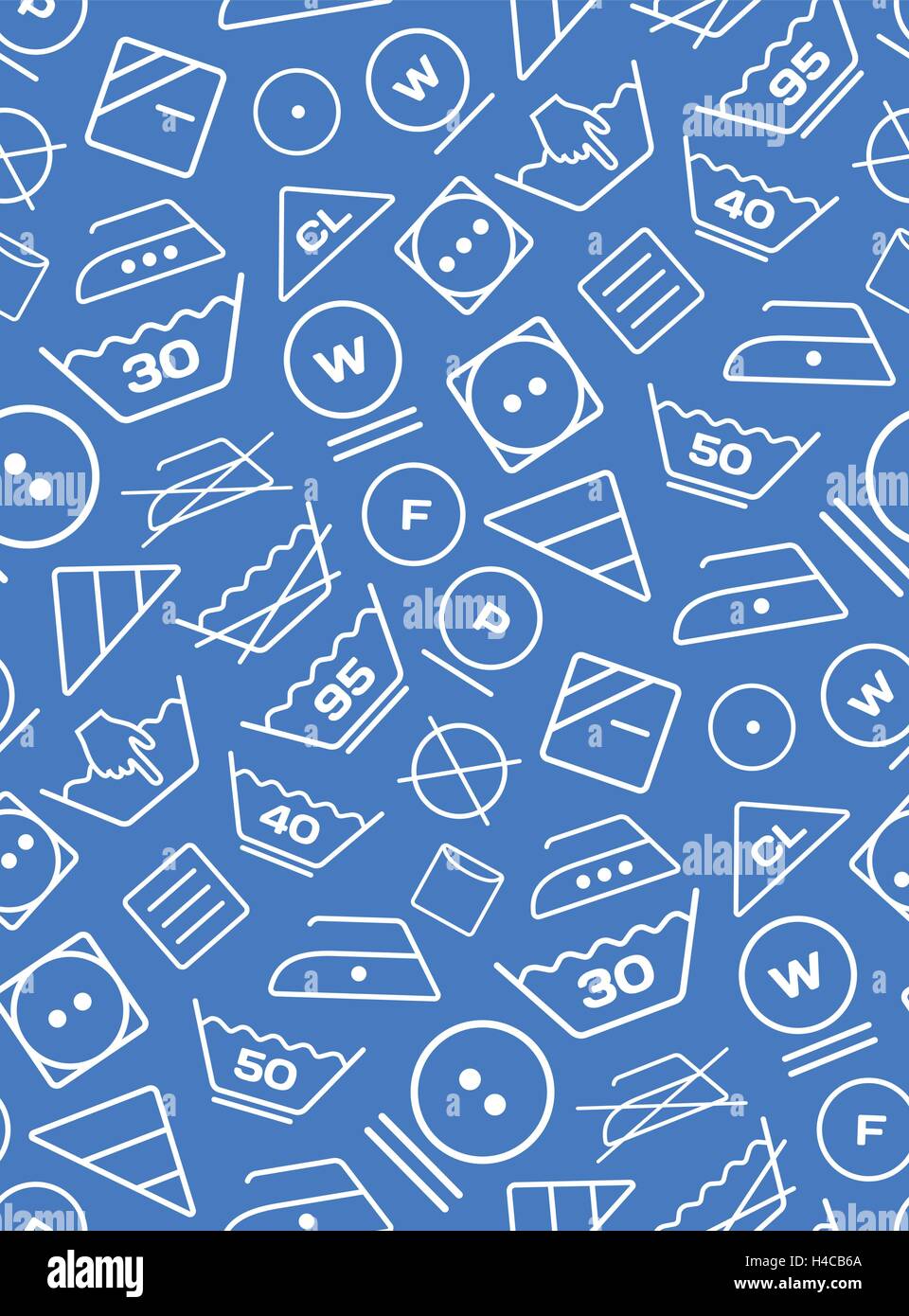 Pattern created from laundry washing symbols on a blue background Stock ...