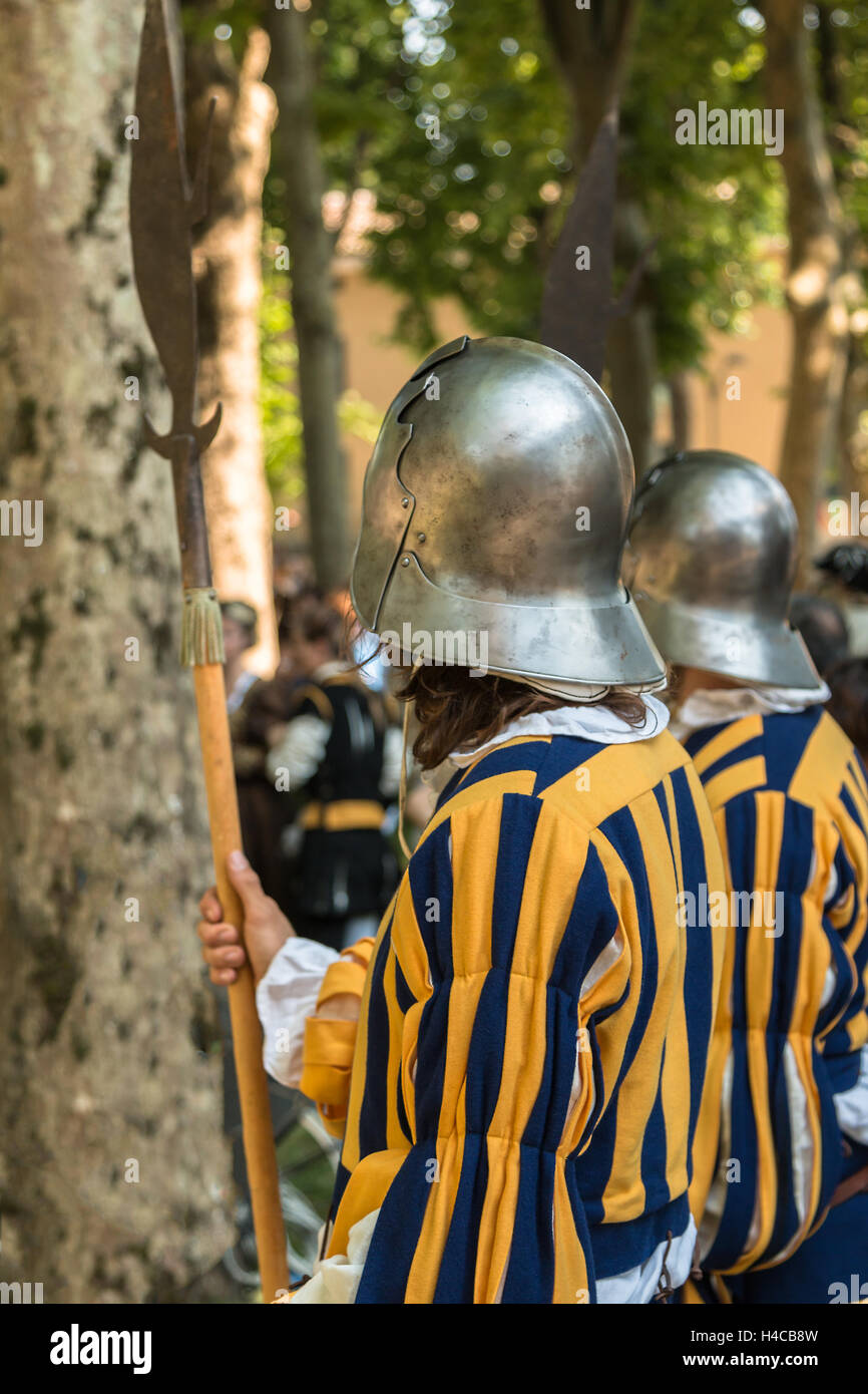 Renaissance Guard-house with Helmet in Blue and Yellow Dressed Stock ...