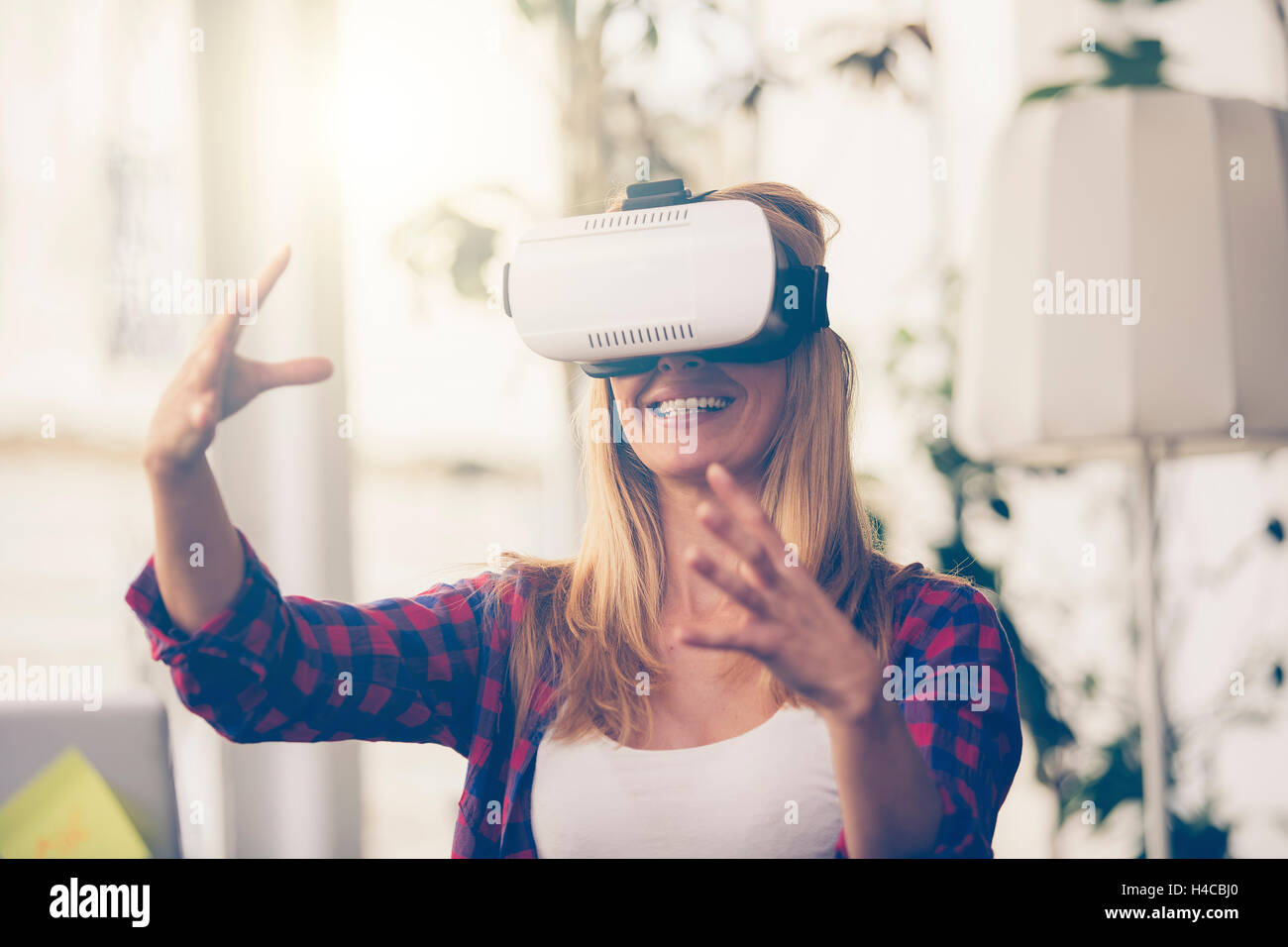 Woman working in vr goggles hi-res stock photography and images - Alamy