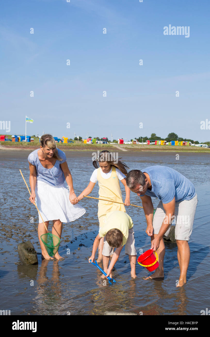 Family in the mud flats Stock Photo - Alamy
