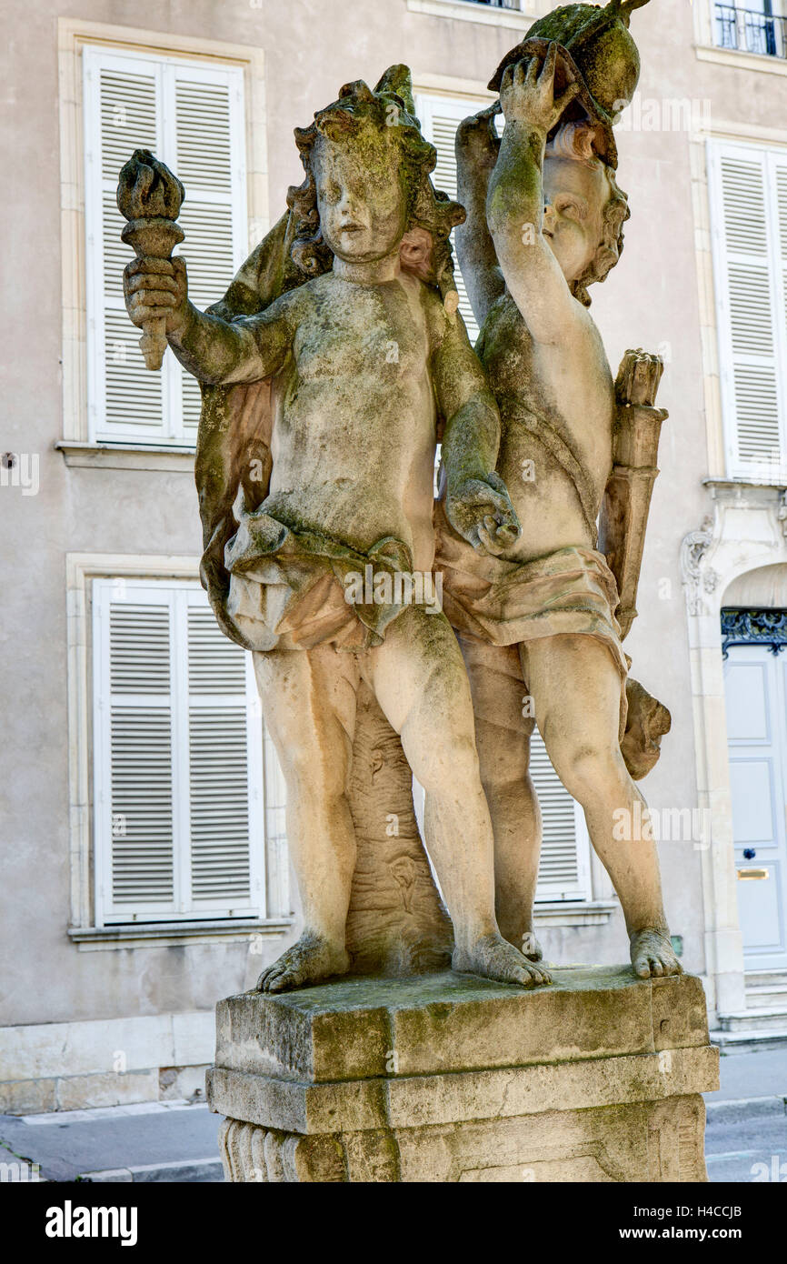 Stone figures, statue, house facade, Place de la Carrière, Nancy ...