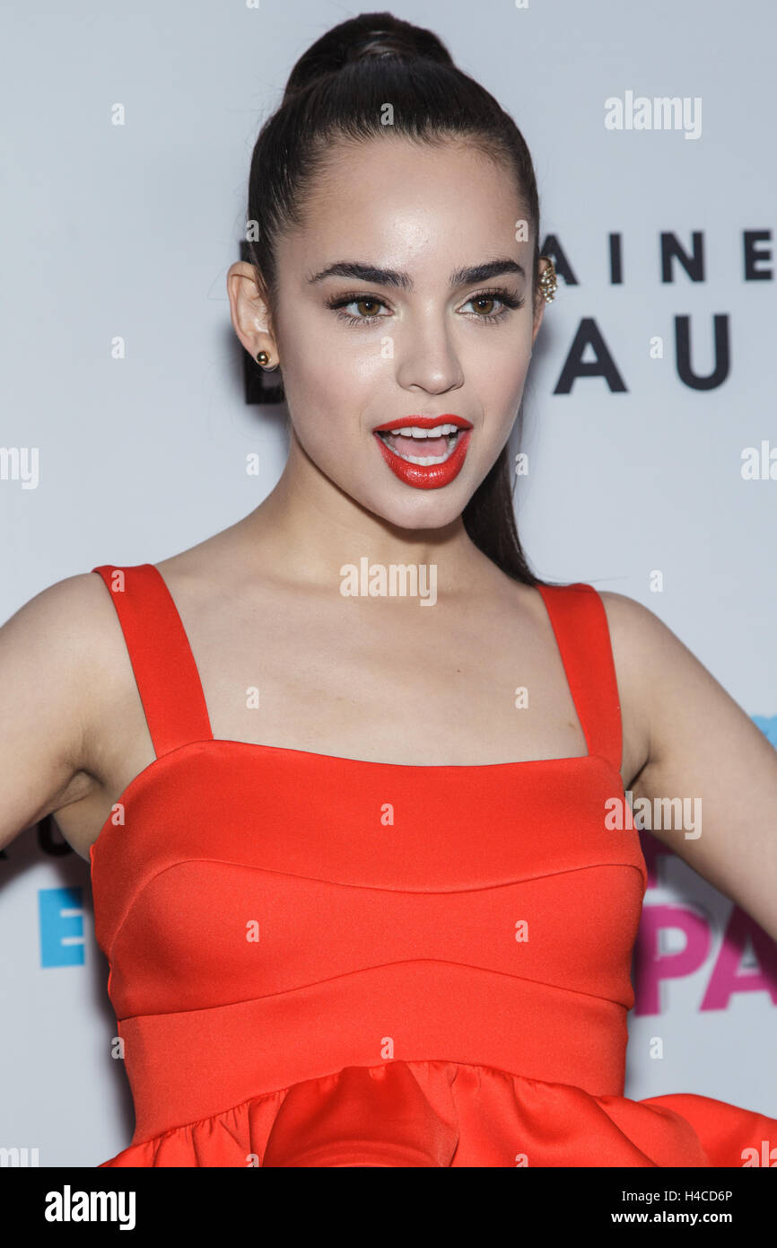 Sofia Carson arrives on the blue carpet at the iHeart Radio Summer Pool ...