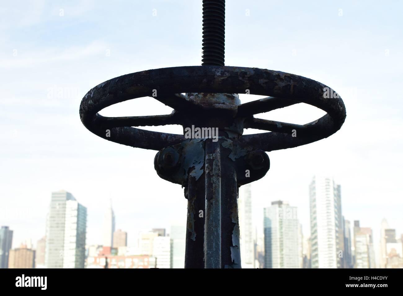 Pressure Release Valve Wheel with View of New York City in the ...