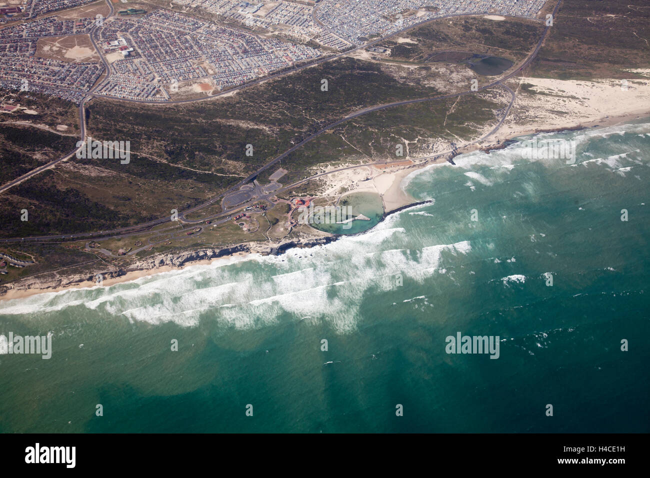 Aerial View of False Bay Coastline in Cape Town - South Africa Stock ...